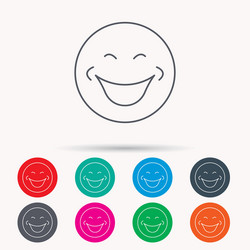 Happy smile icon smiley laugh emoticon sign Vector Image