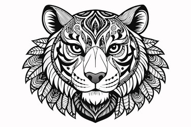 Zentangle tiger head for coloring page c Vector Image