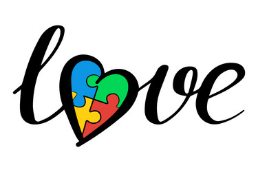 Autism awareness lettering set isolated Royalty Free Vector