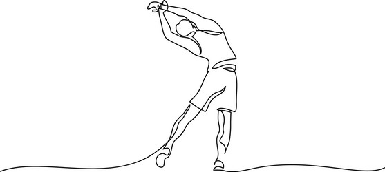 Man stretching his legs one line drawing Vector Image