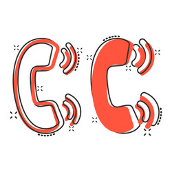 Phone icon in comic style telephone call cartoon Vector Image