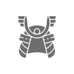 Samurai helmet japanese warrior mask line icon Vector Image