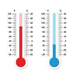 Hot and cold weather icons thermometers isolated Vector Image