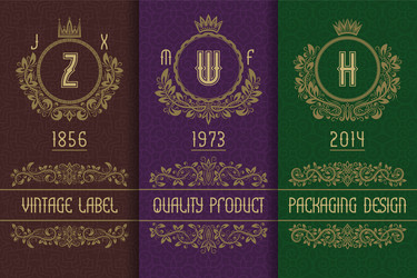 Vintage packaging design with monograms logos set Vector Image