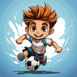Soccer player hand-drawn comic football Royalty Free Vector