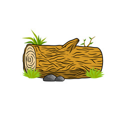 Brown log with green moss Royalty Free Vector Image