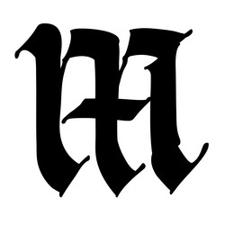 Letter m in gothic style alphabet symbol Vector Image