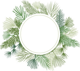 Christmas plant circle border with fir Royalty Free Vector
