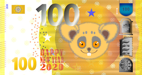 Fictional banknote with a fluffy snowman 2020 Vector Image