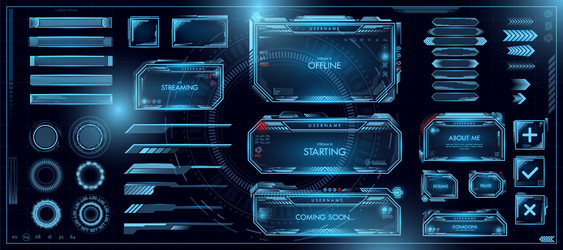 Hud frame futuristic game target borders sci-fi Vector Image