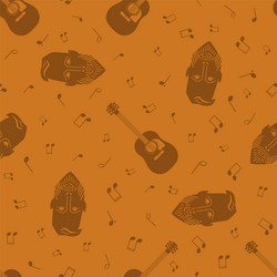 Acoustic guitar male face music notes Royalty Free Vector