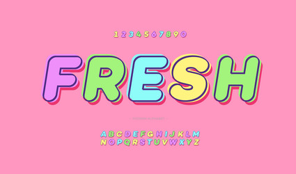 Fresh alphabet colorful style Royalty Free Vector Image