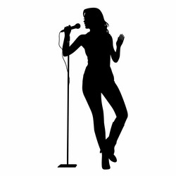 Singer black icon on white background female Vector Image