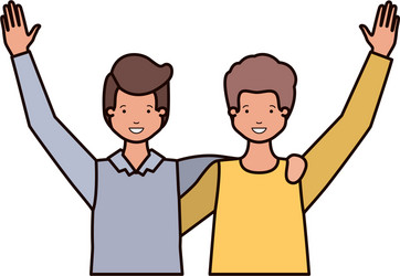 Young men with hands up avatar character Vector Image