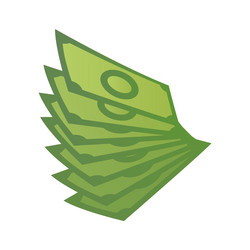 Cartoon money green banknote flying and rolls Vector Image