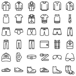Men clothing icon set line style Royalty Free Vector Image