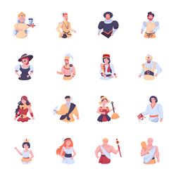 Collection of library characters flat Royalty Free Vector