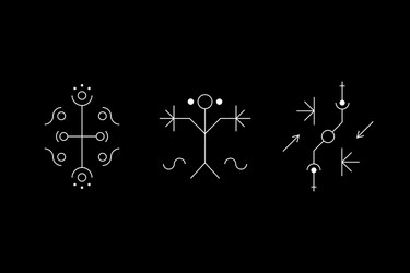 Ancient secret geometry symbol set with circles Vector Image