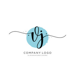 Vj initial handwriting logo design Royalty Free Vector Image