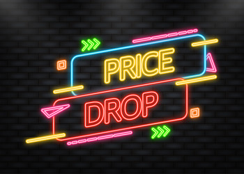 Neon icon advertising with flat price drop Vector Image