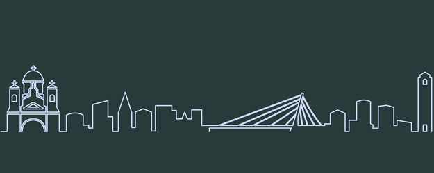 Podgorica multiple color gradient skyline banner Vector Image