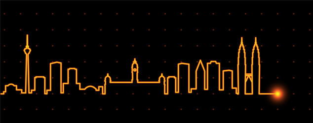 Kuala lumpur dark line simple minimalist skyline Vector Image