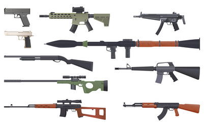 Realistic war weapons infographics Royalty Free Vector Image