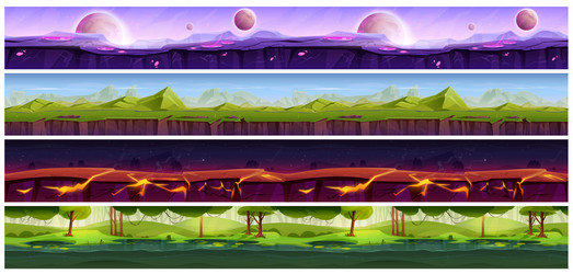 Lava islands cartoon game background Royalty Free Vector