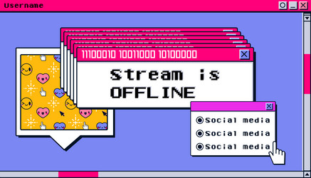 Stream is offline twitch cartoon background label Vector Image