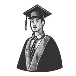 Black line student caps sketch graduation hat Vector Image