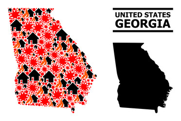Flat map georgia state with name Royalty Free Vector Image