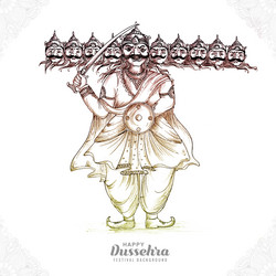 Happy dussehra celebration angry ravan with ten Vector Image