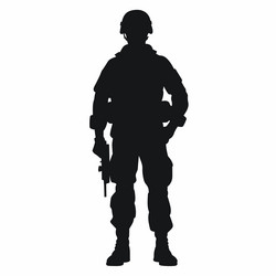 Soldier black icon on white background Royalty Free Vector