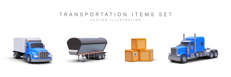 Truck protected grain semi trailer stack Vector Image