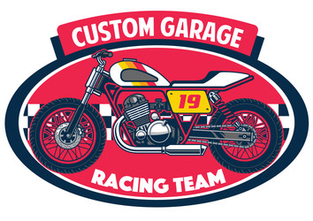 Flat tracker motorcycle badge Royalty Free Vector Image