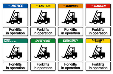 Forklifts in operation symbol sign isolate Vector Image
