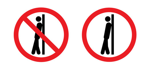 Caution signboard safety icon do not lean Vector Image