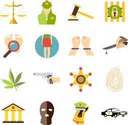Lawlessness icons set cartoon style Royalty Free Vector