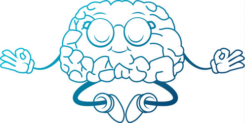 Cute brain meditating cartoon Royalty Free Vector Image