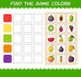Find same colors fruits searching and matching Vector Image