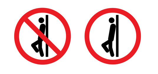 Caution signboard safety icon do not lean Vector Image