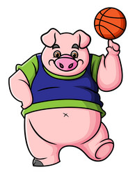 Large pig is playing baseball and going to throw Vector Image