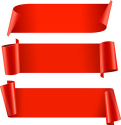 Ribbons set realistic red glossy paper ribbon Vector Image