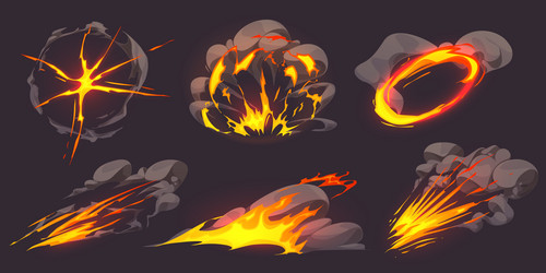 Game effect of fire flame animation with smoke Vector Image
