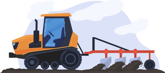 Preparation virgin land tractor use cultivator Vector Image