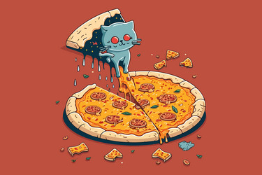 Cat pizza Royalty Free Vector Image - VectorStock