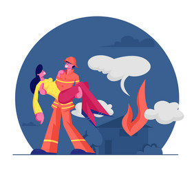 Firefighter extinguishing fire Royalty Free Vector Image