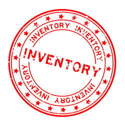 Grunge green inventory word with star icon round Vector Image