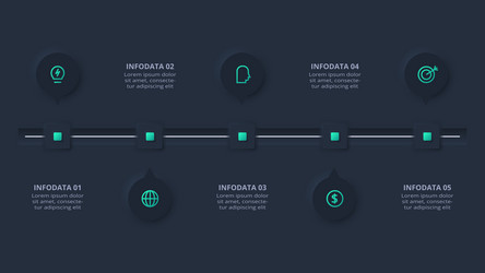 Neumorphic flowchart dark infographic creative Vector Image