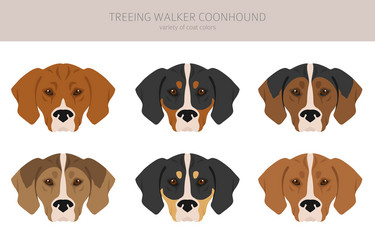 Treeing tennessee brindle clipart different poses Vector Image